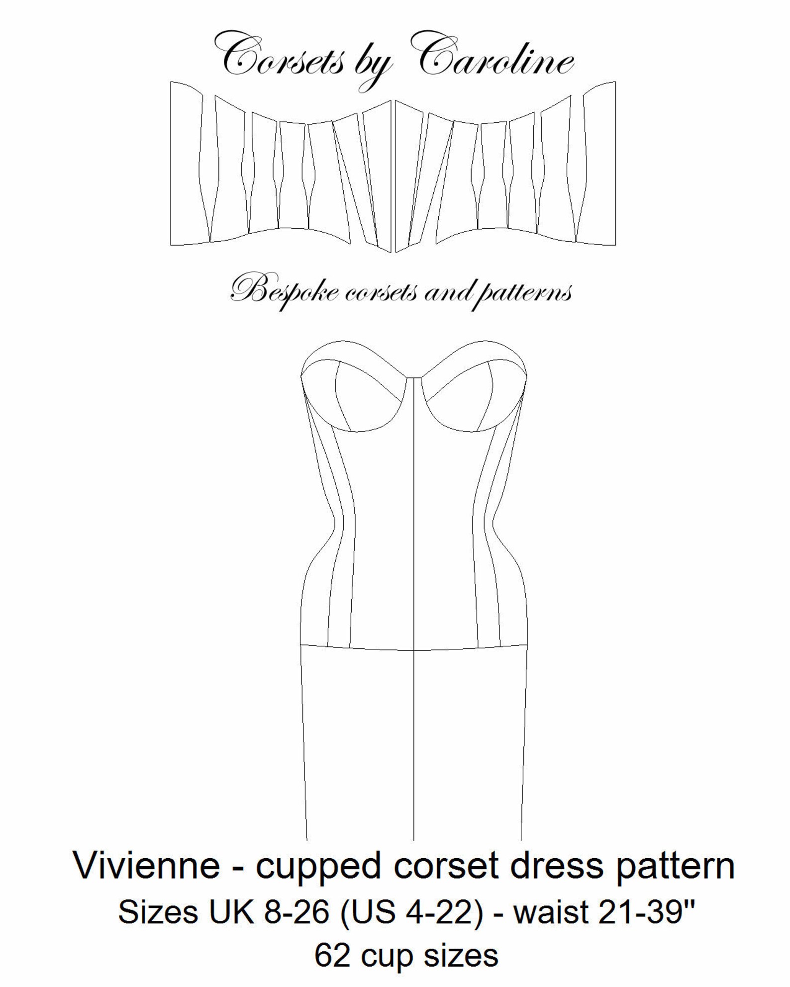 Cupped Corset Dress Pattern Vivienne in Sizes UK8-26 US - Etsy