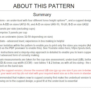 Lilly - a Cupped Corset Pattern With Under-bust Option Size UK8-22/ US ...