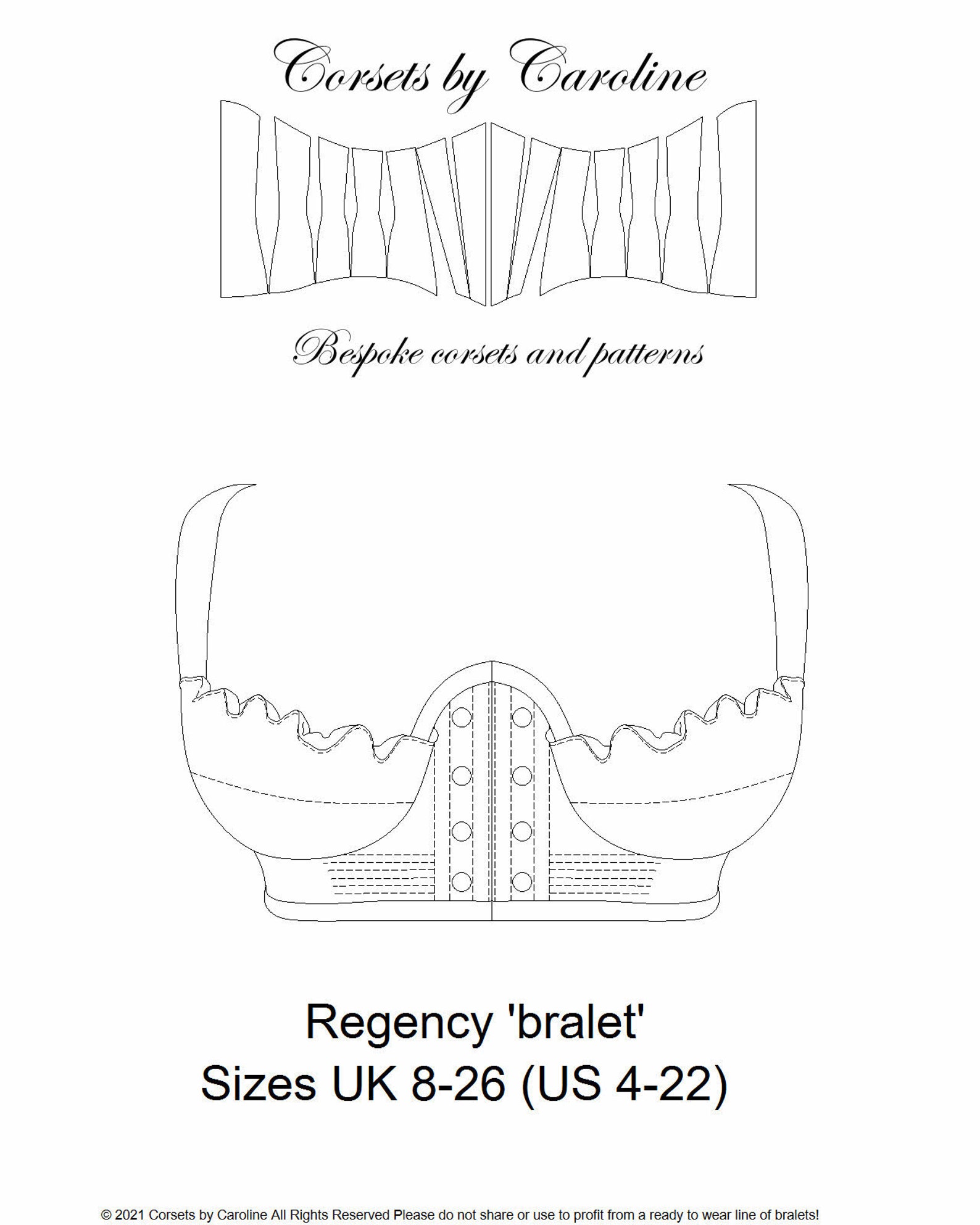 Regency Bralet Pattern Sizes UK 8-26 US 4-22 Approx. - Etsy UK