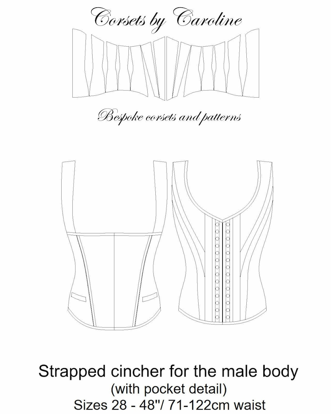 Men's Strapped Cincher Corset Pattern - Sizes 28-48'' /71-122cm Waist ...