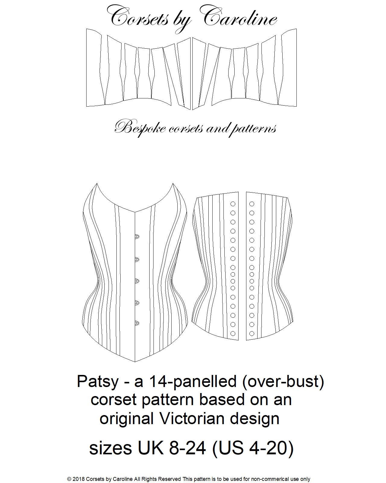 Corset Pattern Patsy the 14 Panelled Victorian Over-bust | Etsy UK