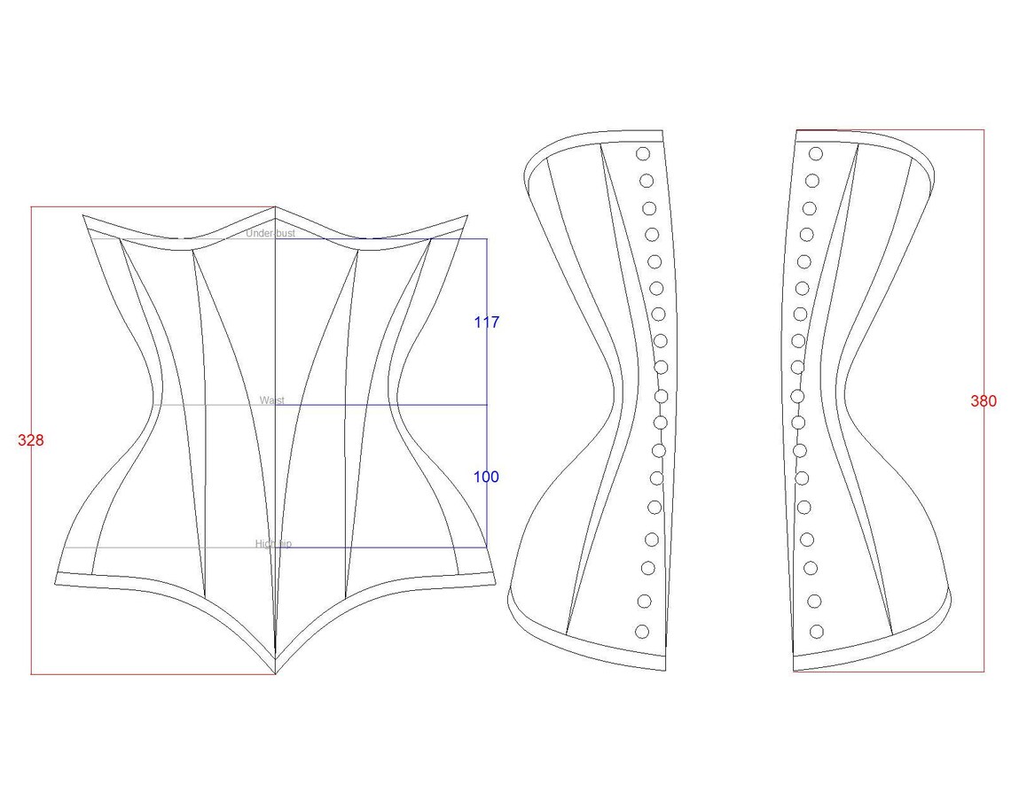 Corset Pattern! Isosceles - an 18 or 22 Panel Under-bust Corset Pattern ...