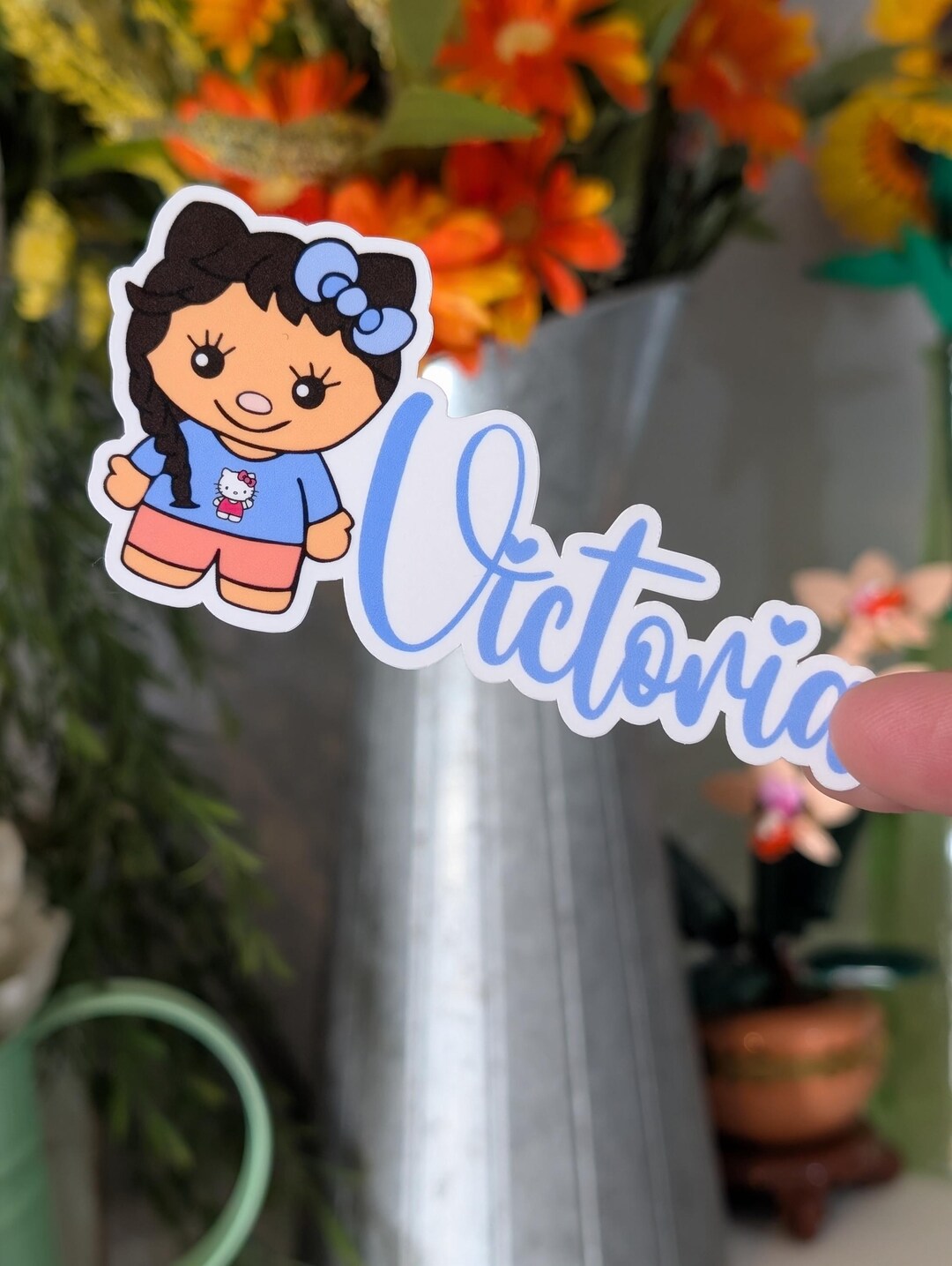 Cute Kitty Girl Braid Custom Personalized Sticker Waterproof - Etsy