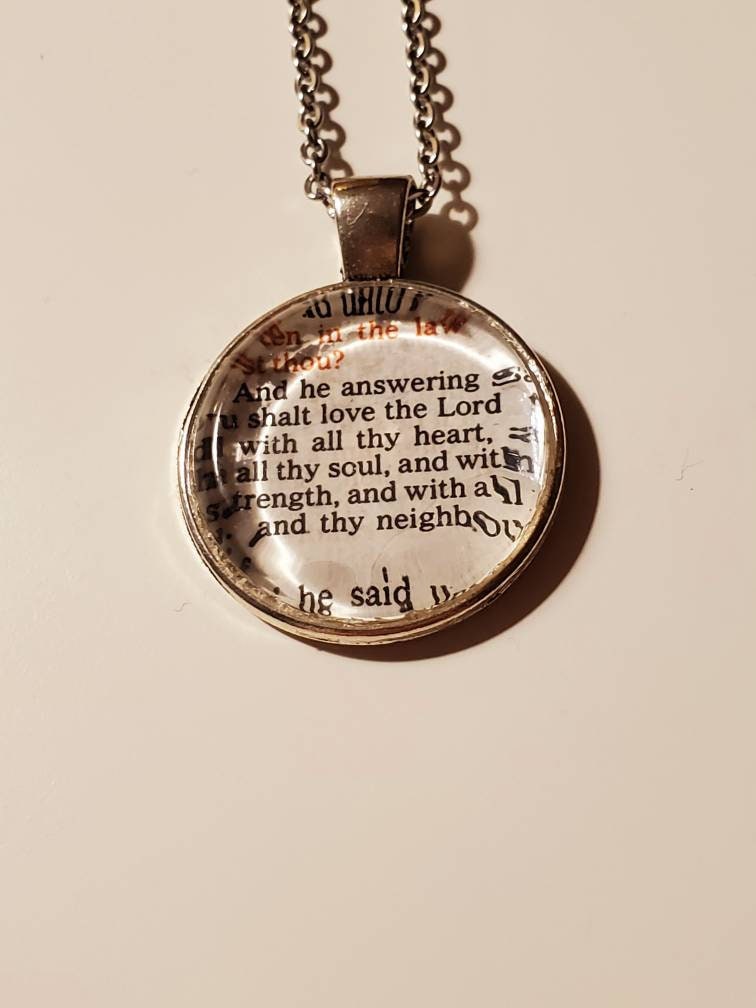 Scripture Pendant, Bible Pendant Necklace, Stainless Chain, Round ...