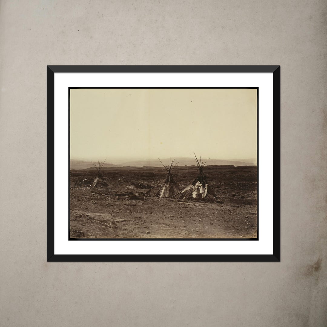 Indigenous Camp Print, Vintage Oregon Photo Art, 1860s Era Museum ...
