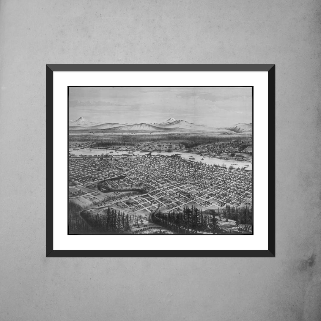 Portland Oregon Print: 1880s Vintage Map Art, Cascade Mountains - Etsy