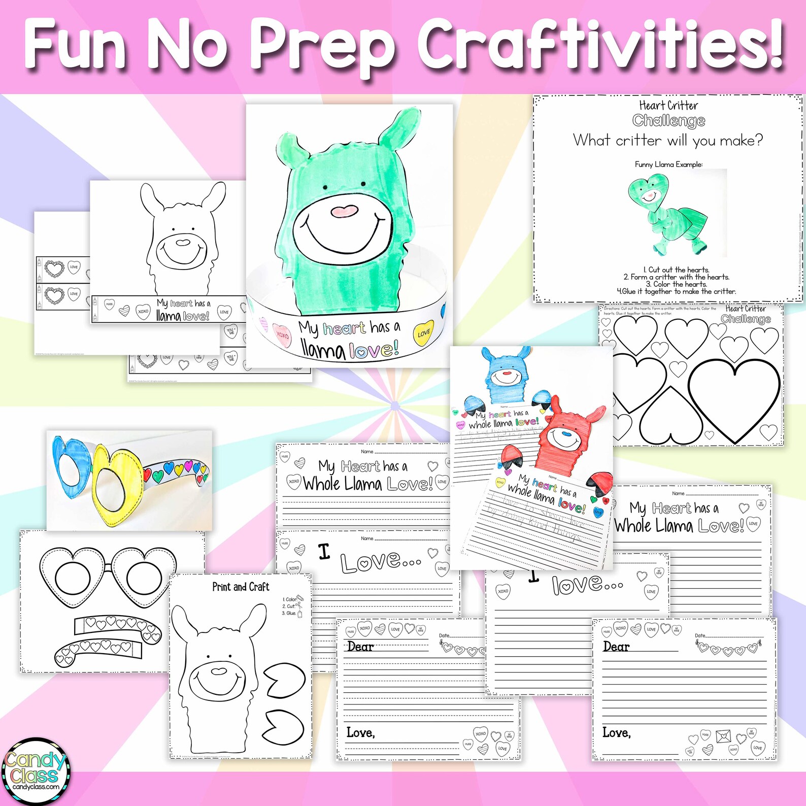 Valentine's Day Crafts for Kids Llama Valentine Valentine Learning ...