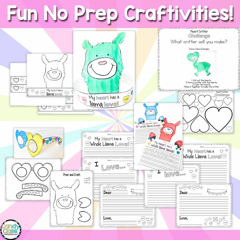 Valentine's Day Crafts for Kids Llama Valentine Valentine Learning ...