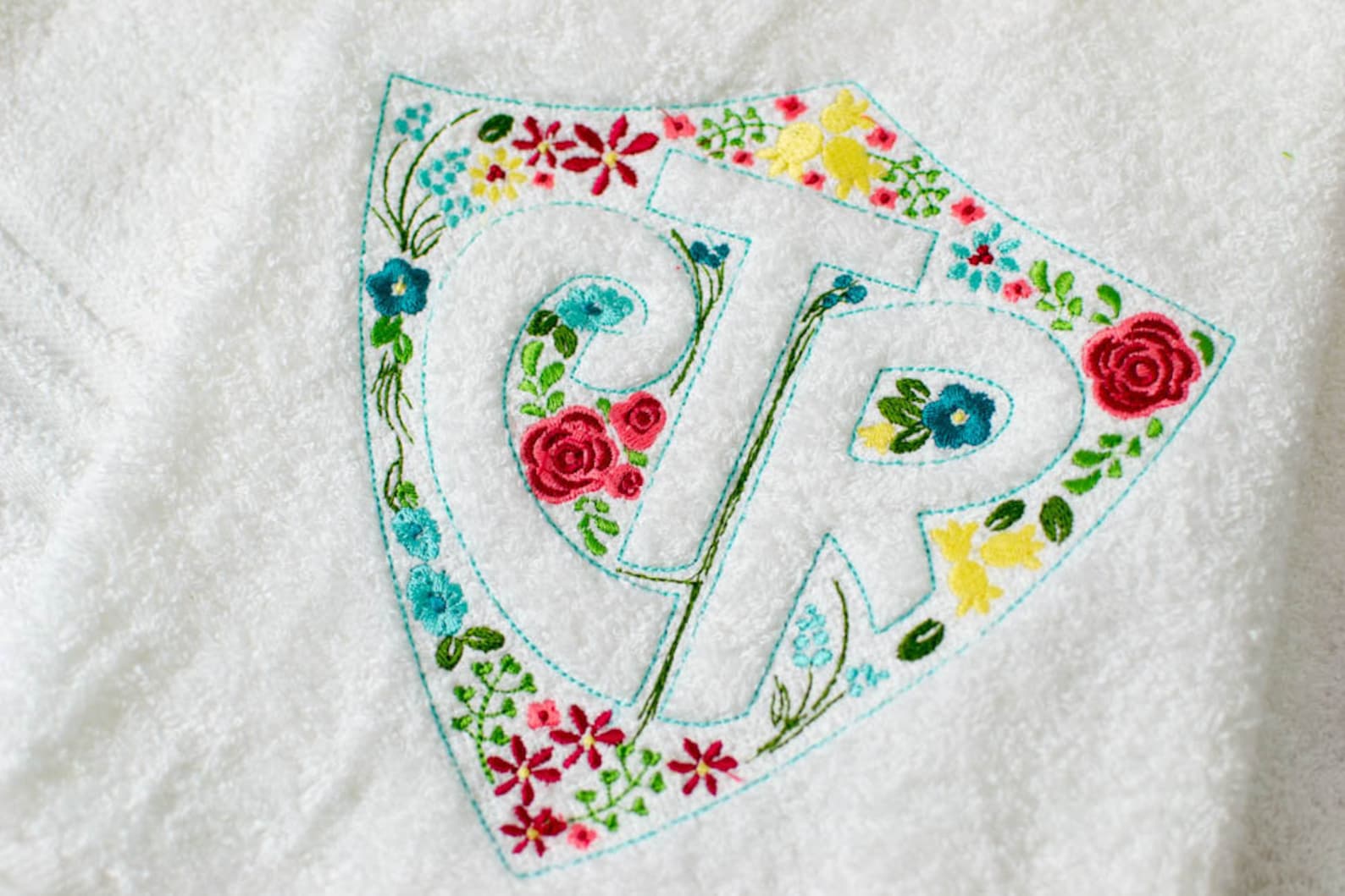 Floral CTR Machine Embroidery Design - for Baptism Towel Gifts - Etsy