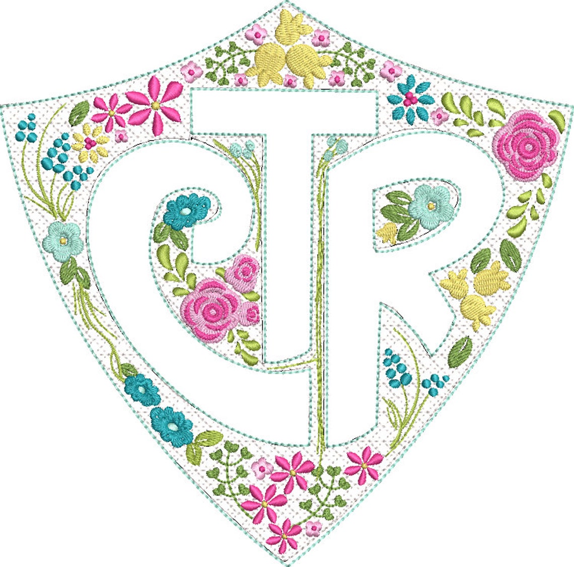 Floral CTR Machine Embroidery Design - for Baptism Towel Gifts - Etsy