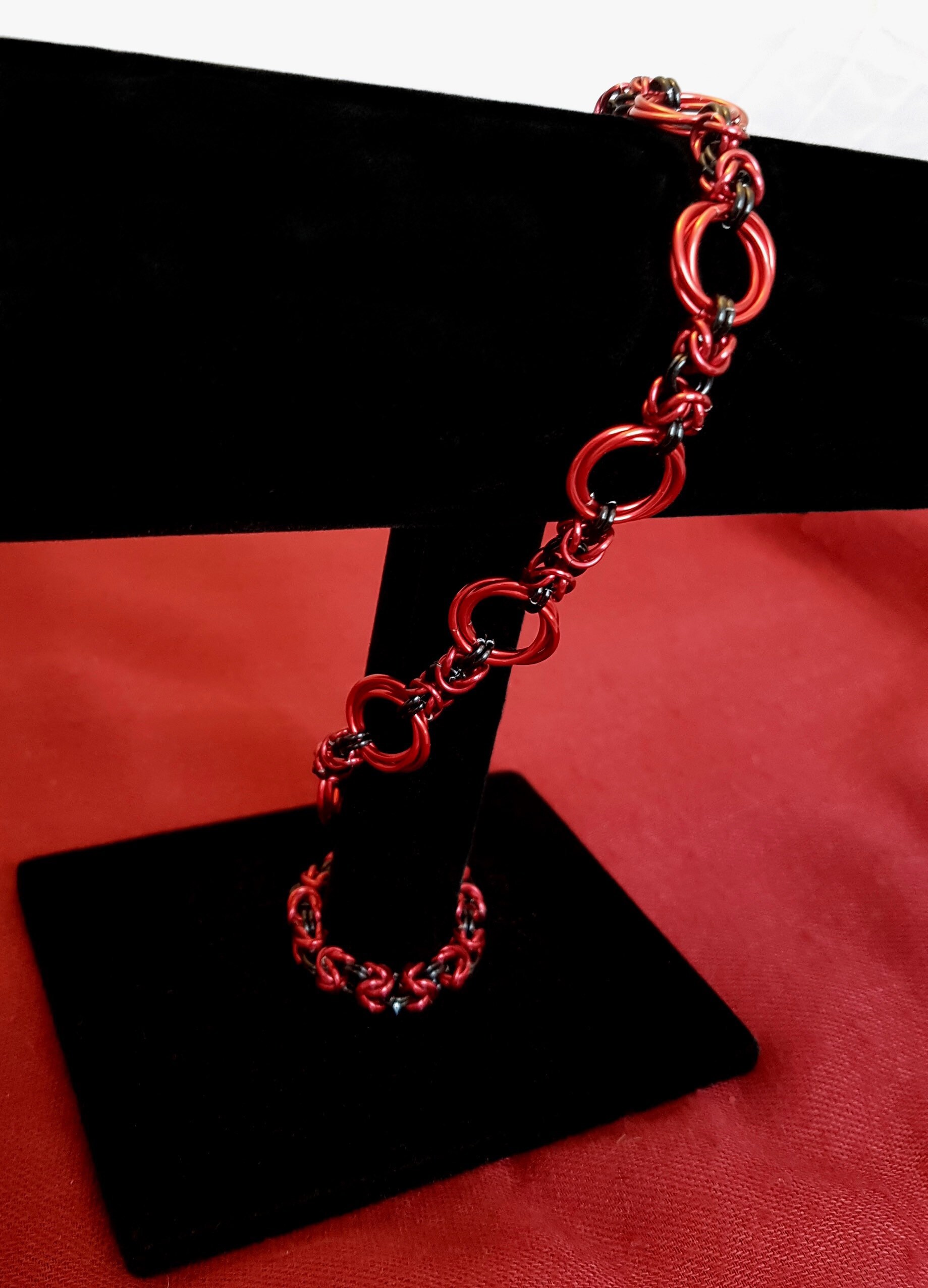 Goth Chainmail Choker Necklace Red Black Byzantine Dark Academia - Etsy