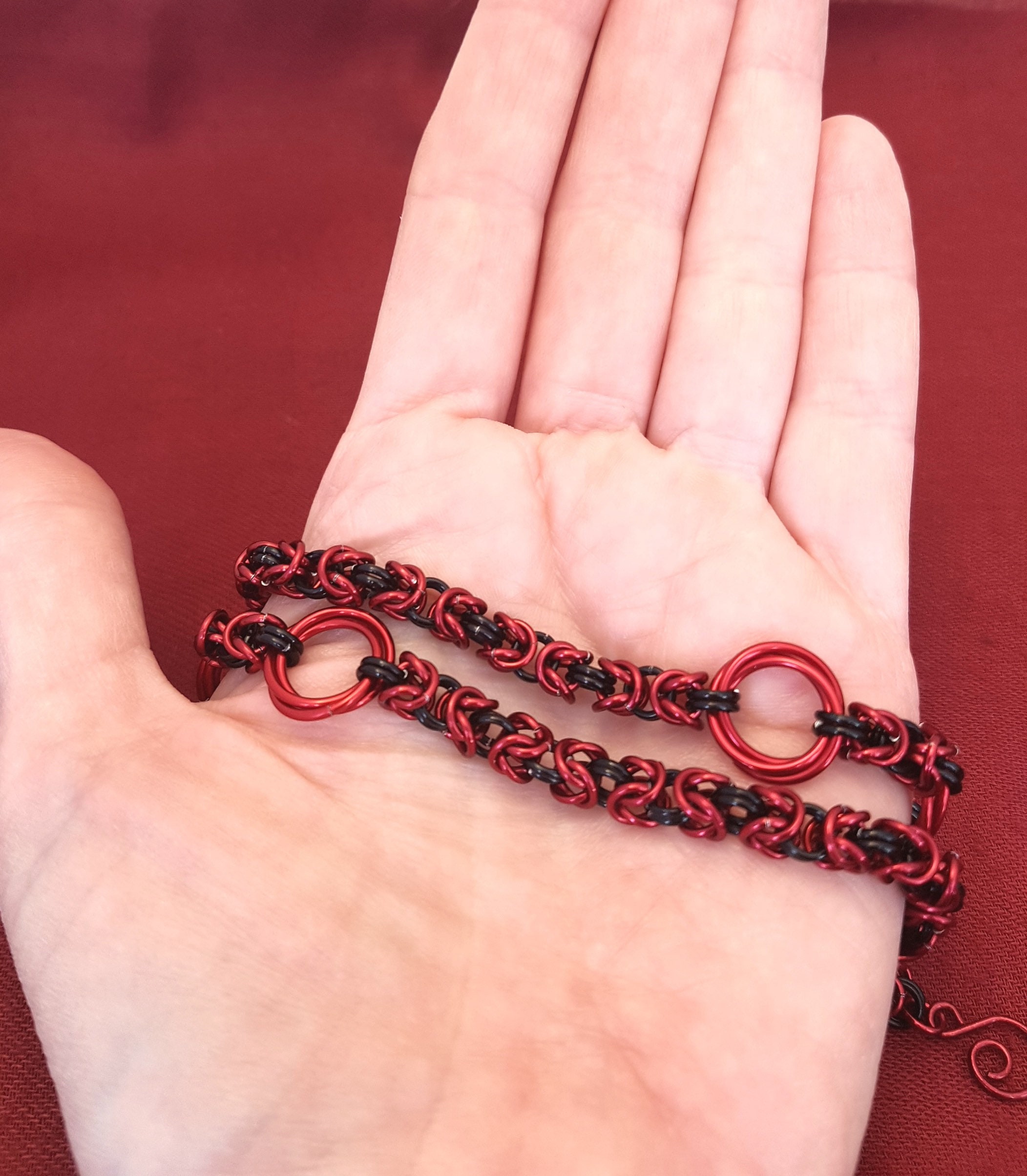 Goth Chainmail Choker Necklace Red Black Byzantine Dark Academia - Etsy