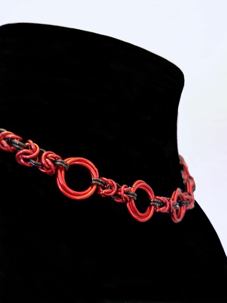 Goth Chainmail Choker Necklace Red Black Byzantine Dark Academia - Etsy