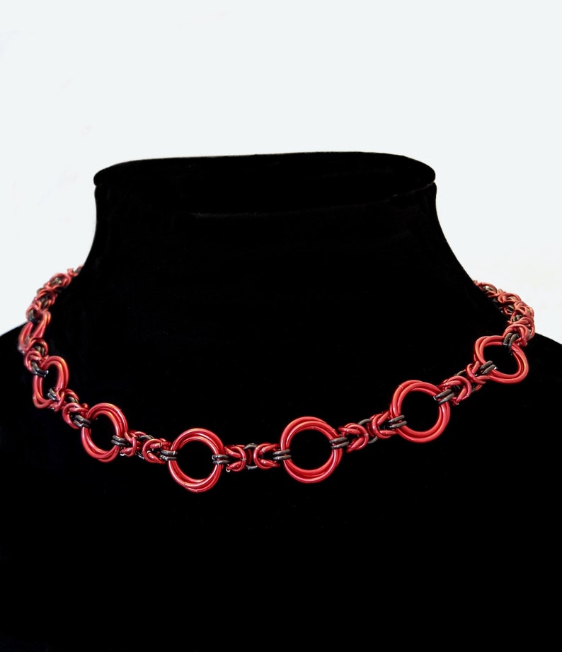Goth Chainmail Choker Necklace Red Black Byzantine Dark Academia - Etsy