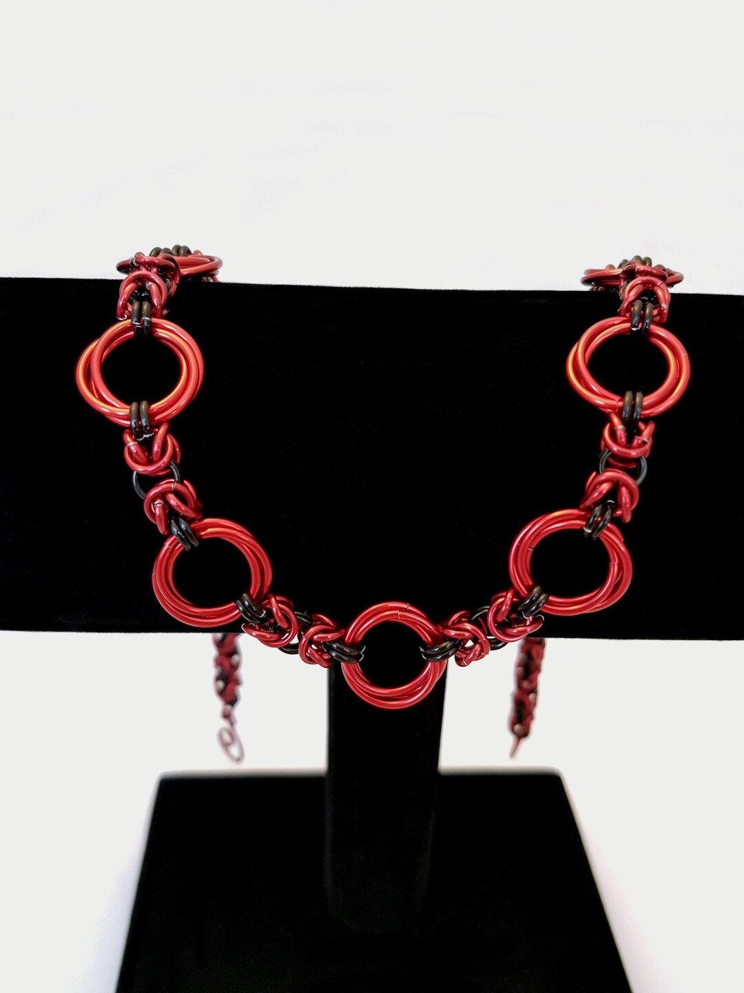 Goth Chainmail Choker Necklace Red Black Byzantine Dark Academia - Etsy ...
