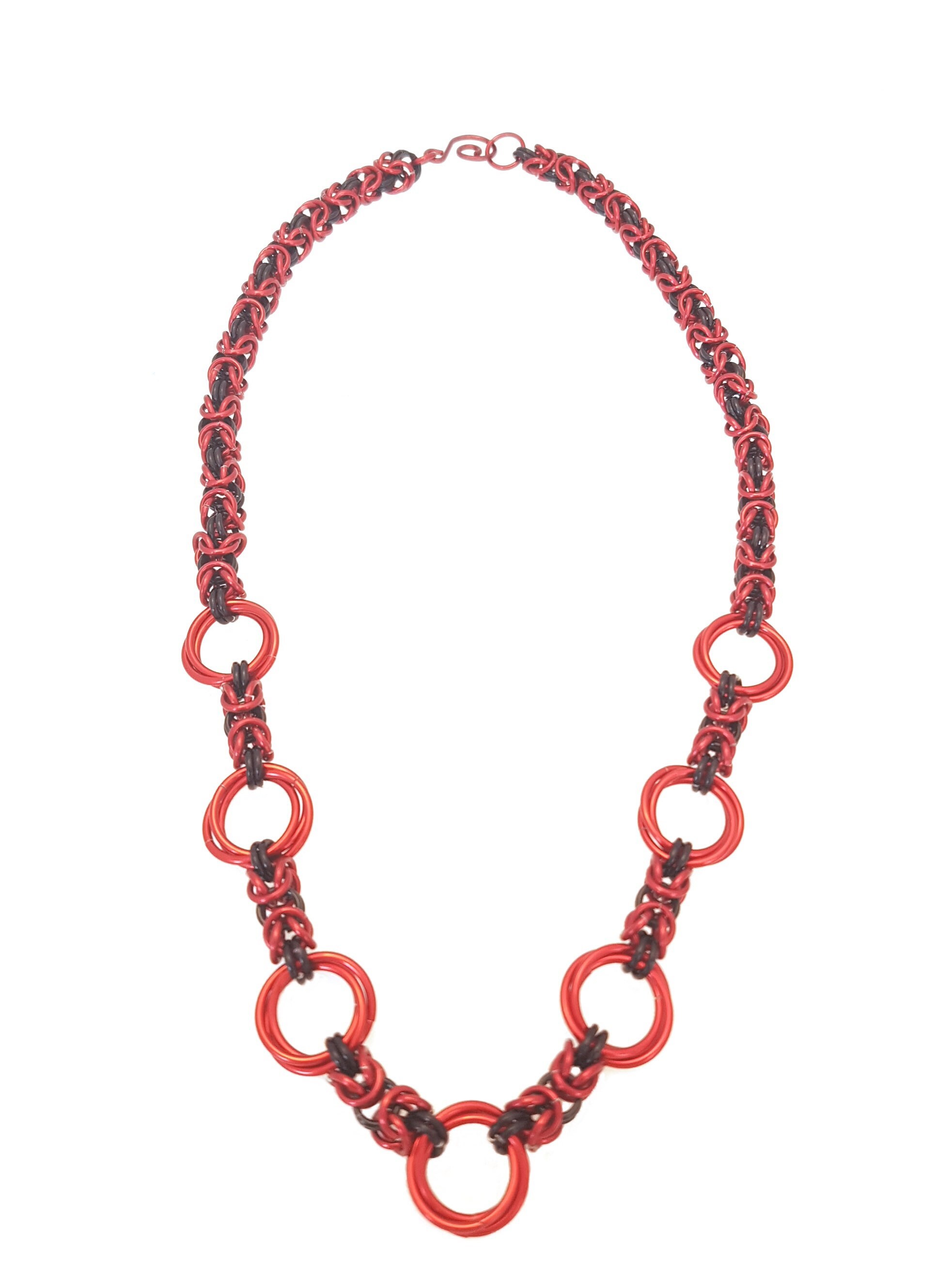 Goth Chainmail Choker Necklace Red Black Byzantine Dark Academia - Etsy