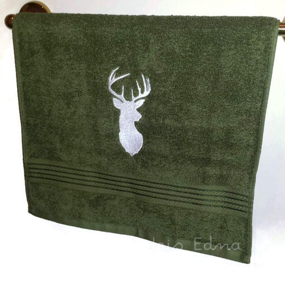 Embroidery Deer Hand Towel / Monogrammed Deer Hand Towel - Etsy