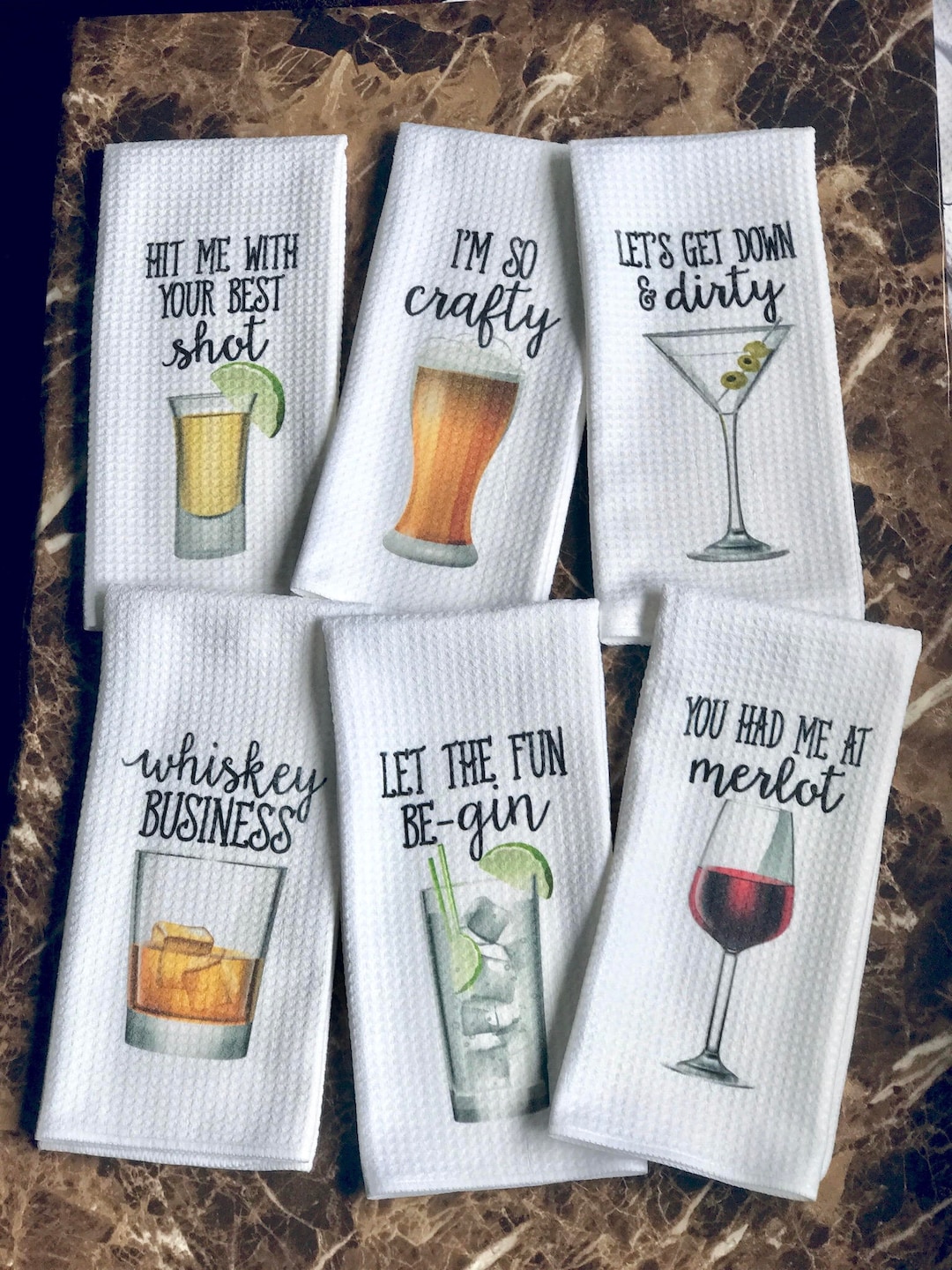 Funny Dish Towels for Hostess - Bar Towels - Alcohol Gift Set - Funny ...