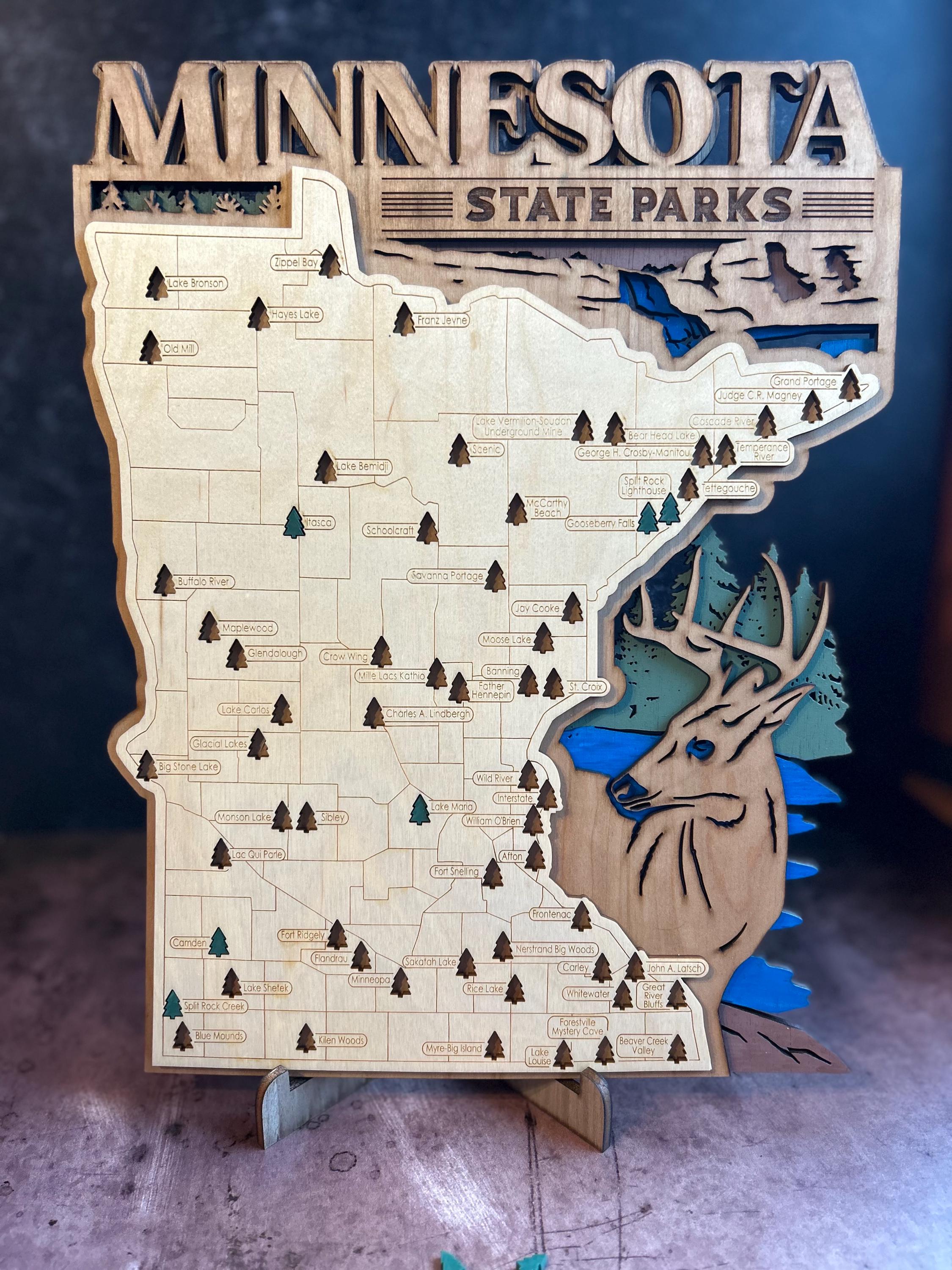 Minnesota State Park Travel Map, Personalized Wooden Tracker ...