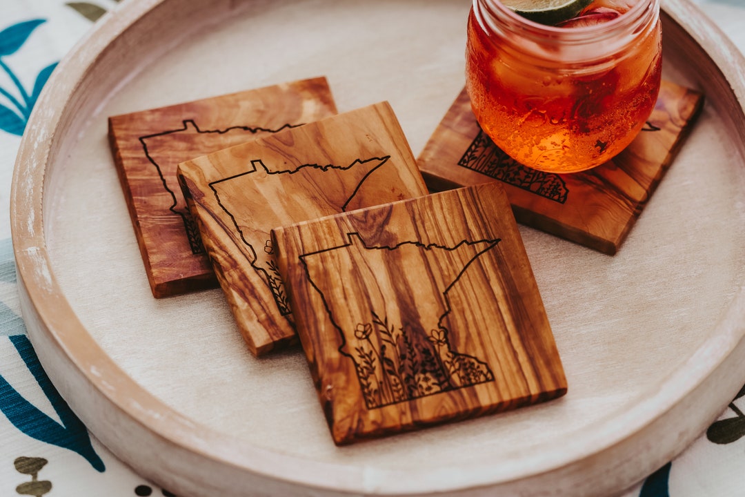 Personalized Coasters, Engraved Gift for Couple, Housewarming Gift Set ...