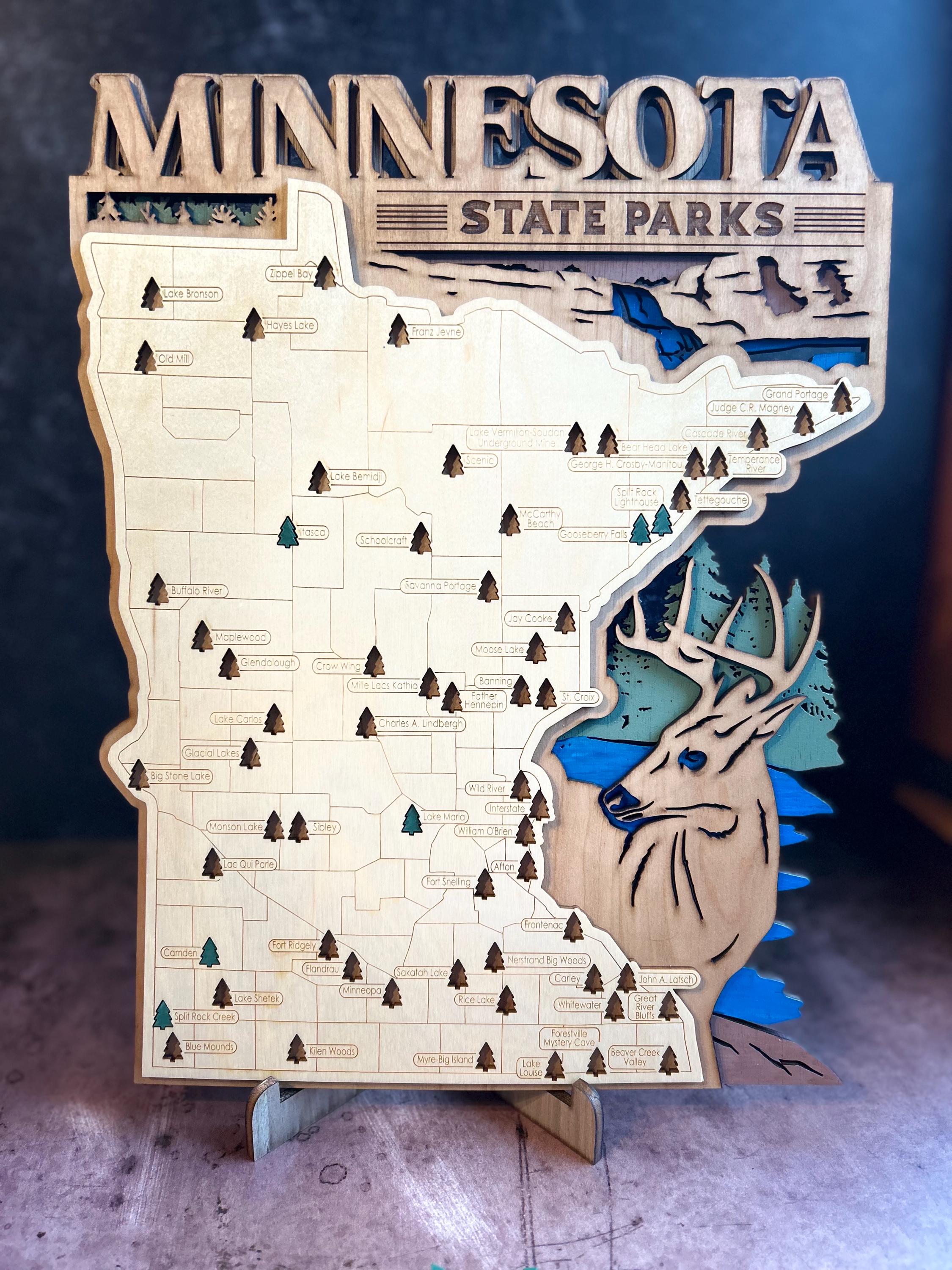 Minnesota State Park Travel Map, Personalized Wooden Tracker ...
