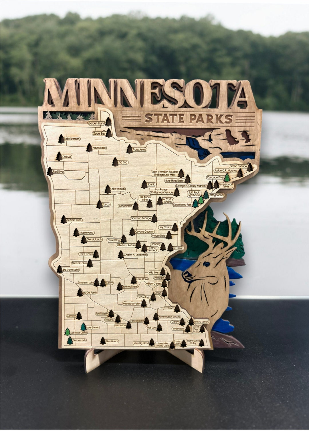Minnesota State Park Travel Map, Personalized Wooden Tracker ...