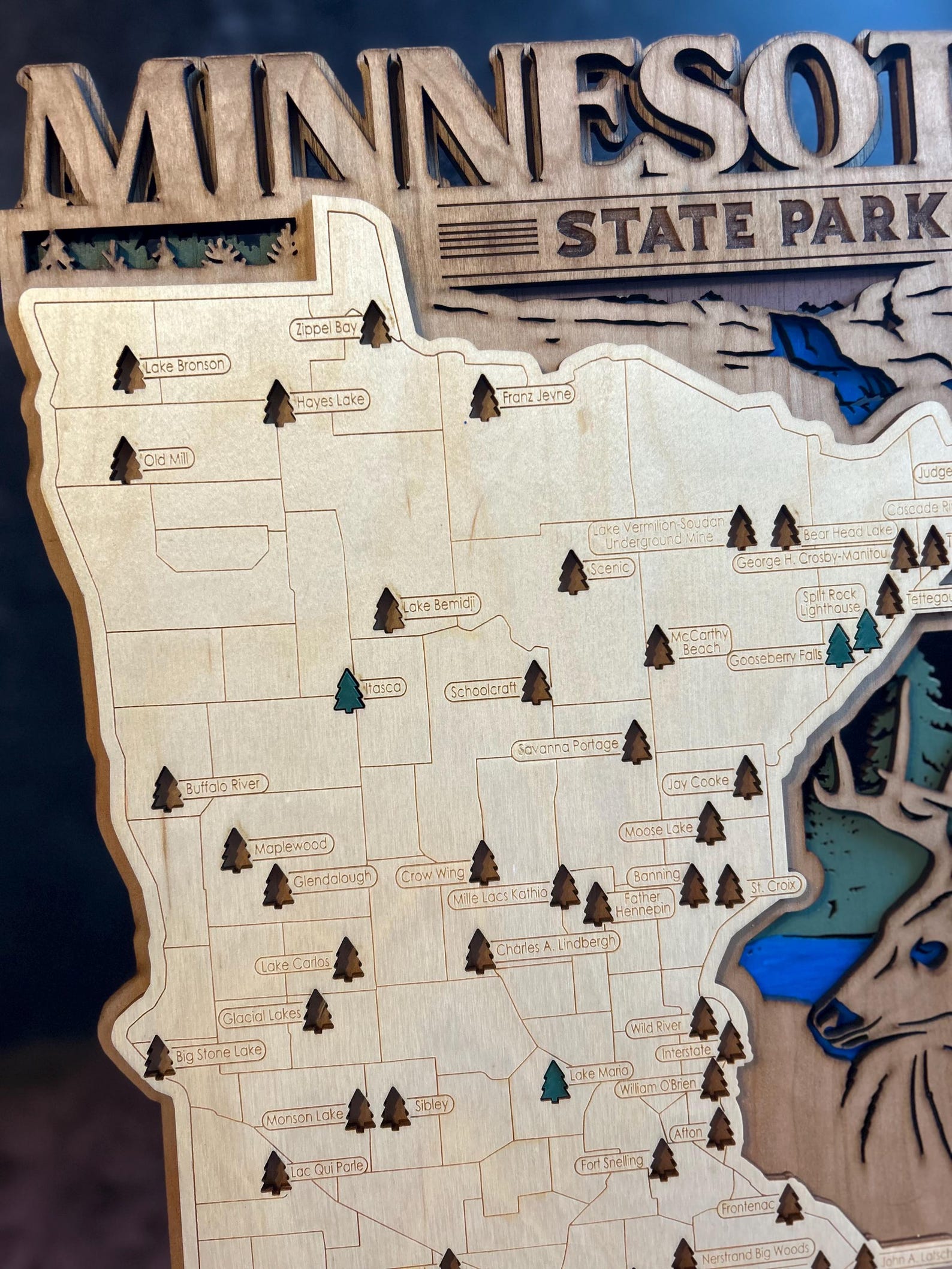 Minnesota State Park Travel Map, Personalized Wooden Tracker ...