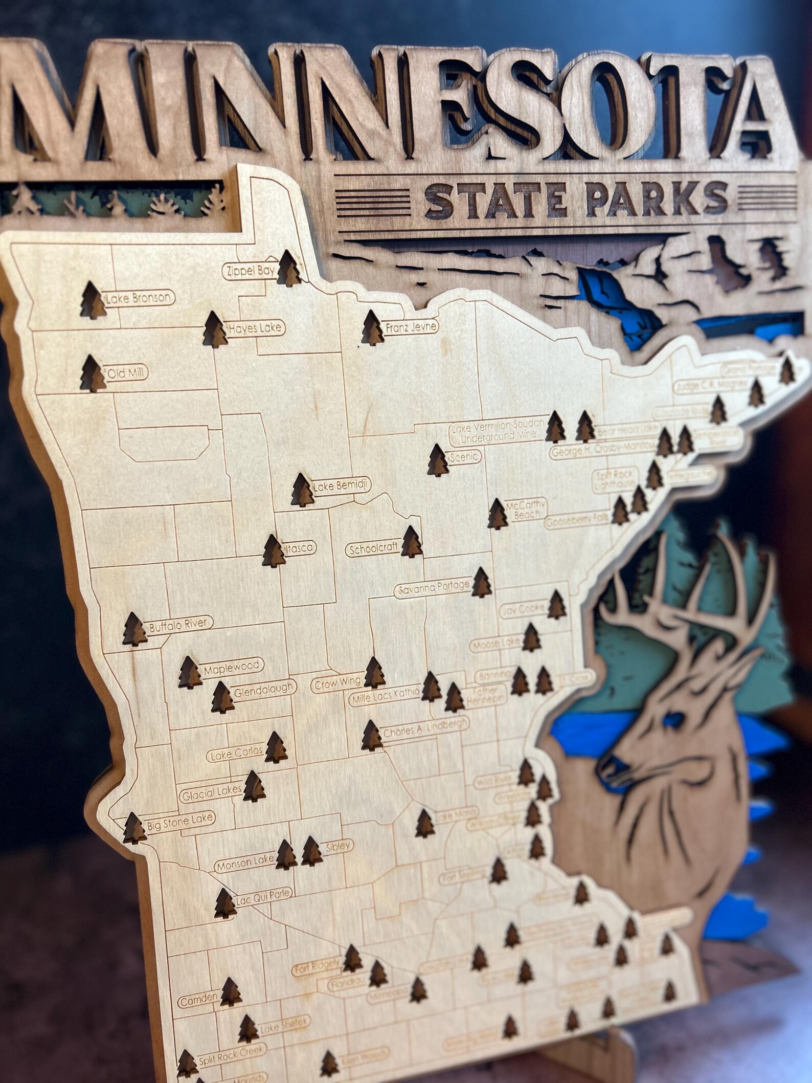 Minnesota State Park Travel Map, Personalized Wooden Tracker ...