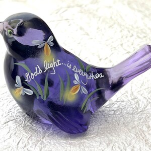 Fenton Art Glass Bird Figurine, Hand Painted Signed Religious Theme - Etsy