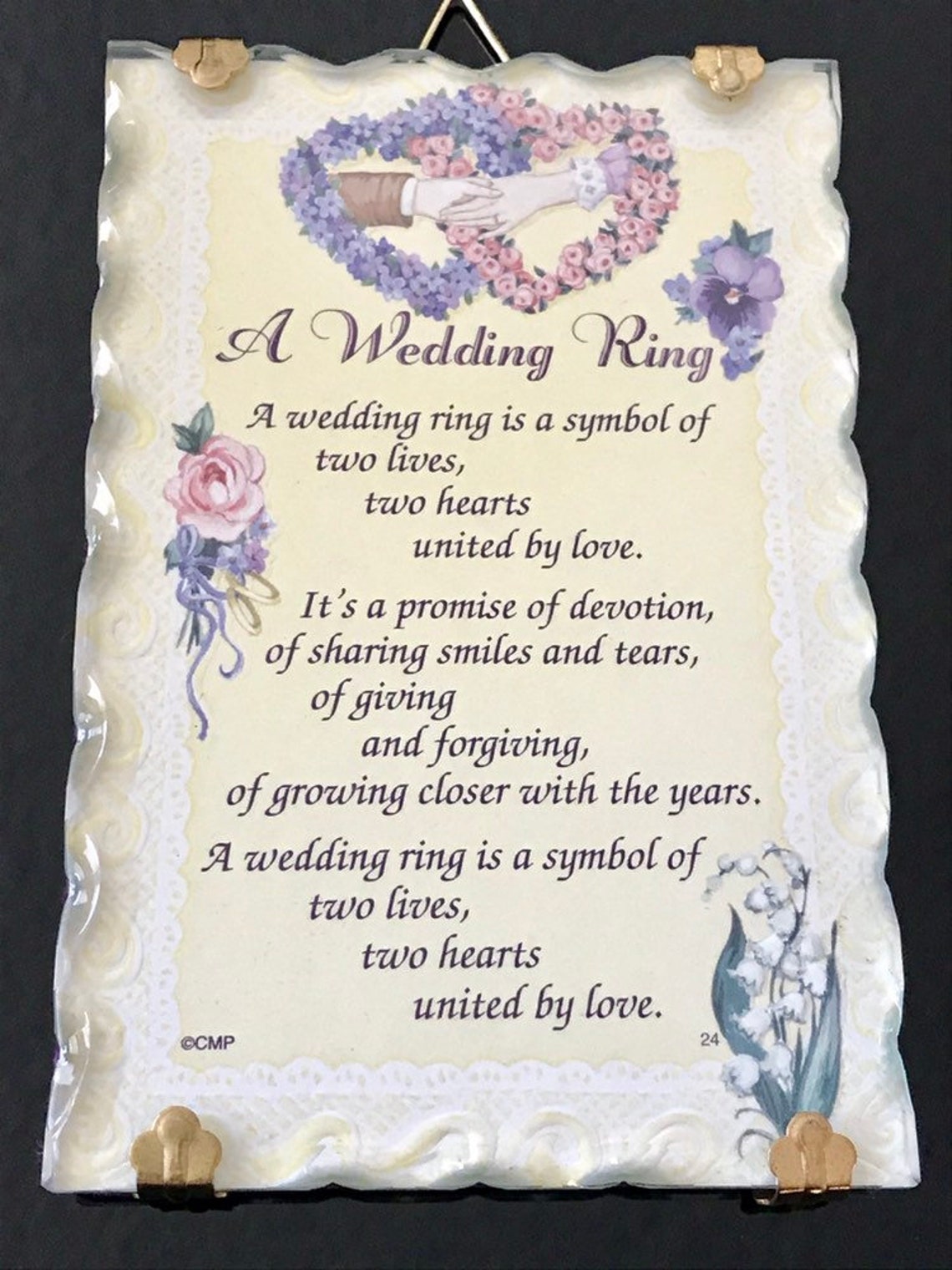 Wedding Poem a Wedding Ring All Glass Frame | Etsy