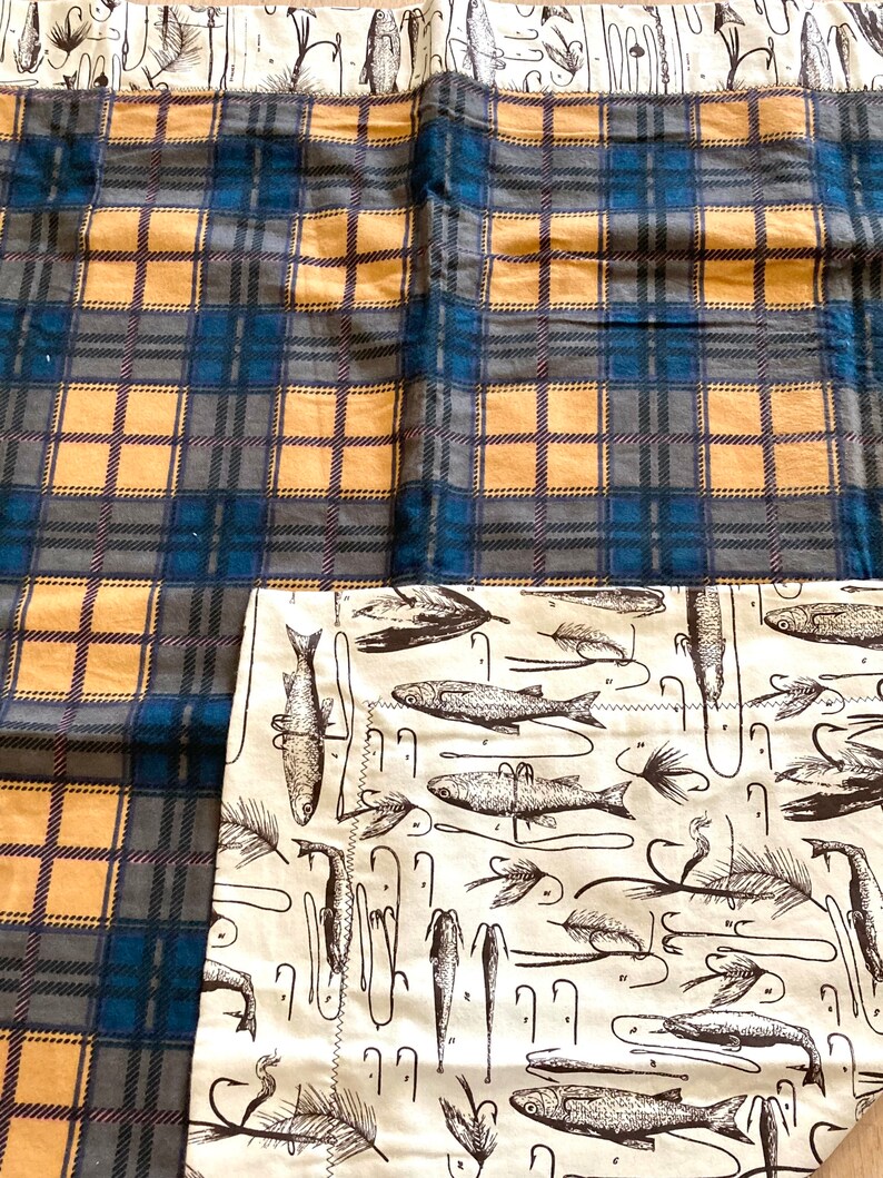 Plaid Fishing Inspired Square Table Linen Rustic Cabin - Etsy