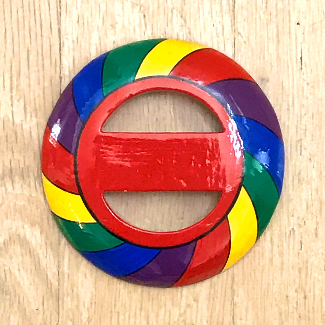 Colorful Wooden Rainbow Belt Buckle Hand Painted Round Buckle - Etsy