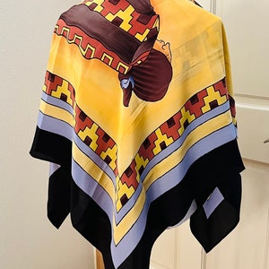 Southwest Theme Silk Scarf, Indigenous Native American Women Art Scarf ...