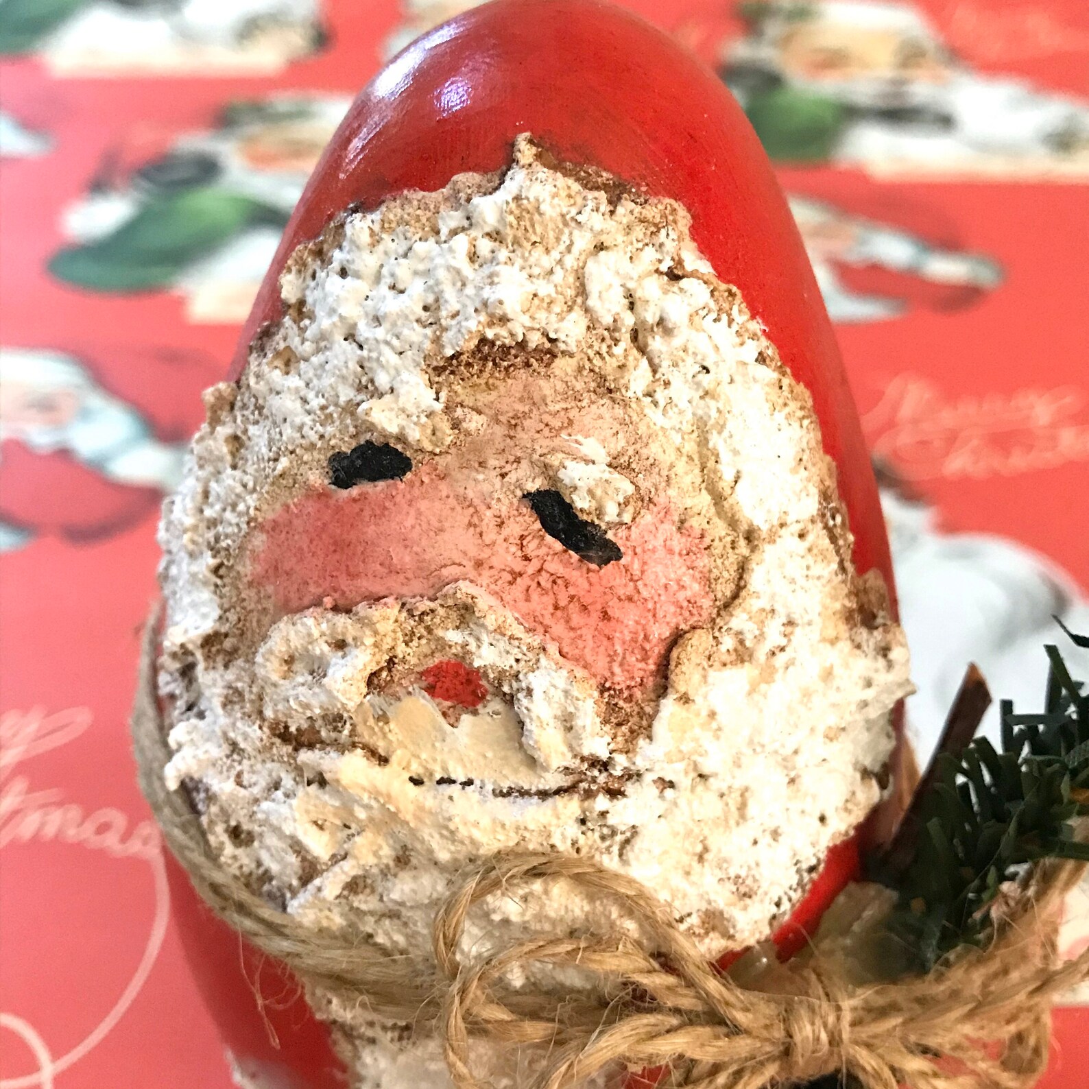 Santa Claus Christmas Decor Wooden Egg Shaped Santas Set of | Etsy