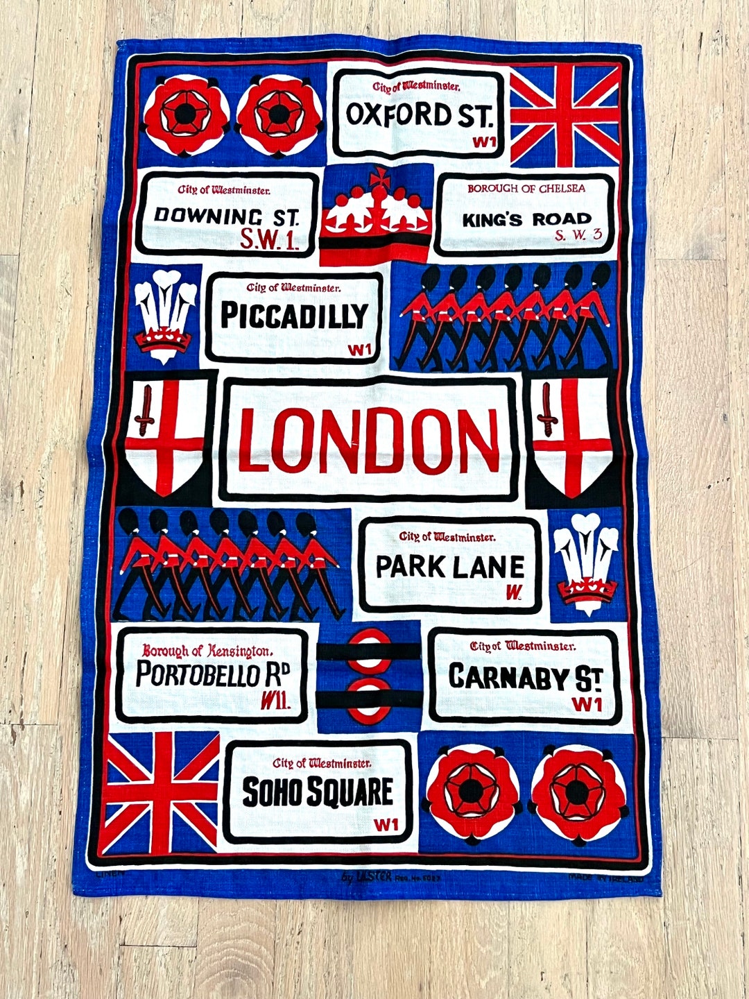 London Street Signs Union Jack Linen Tea Towel by Ulster, English ...