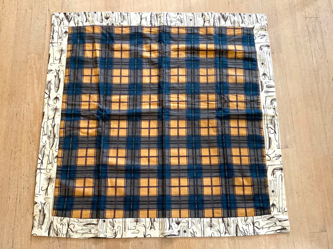 Plaid Fishing Lure Table Linen: Reversible Cabin Decor (33” X 33”) - Etsy