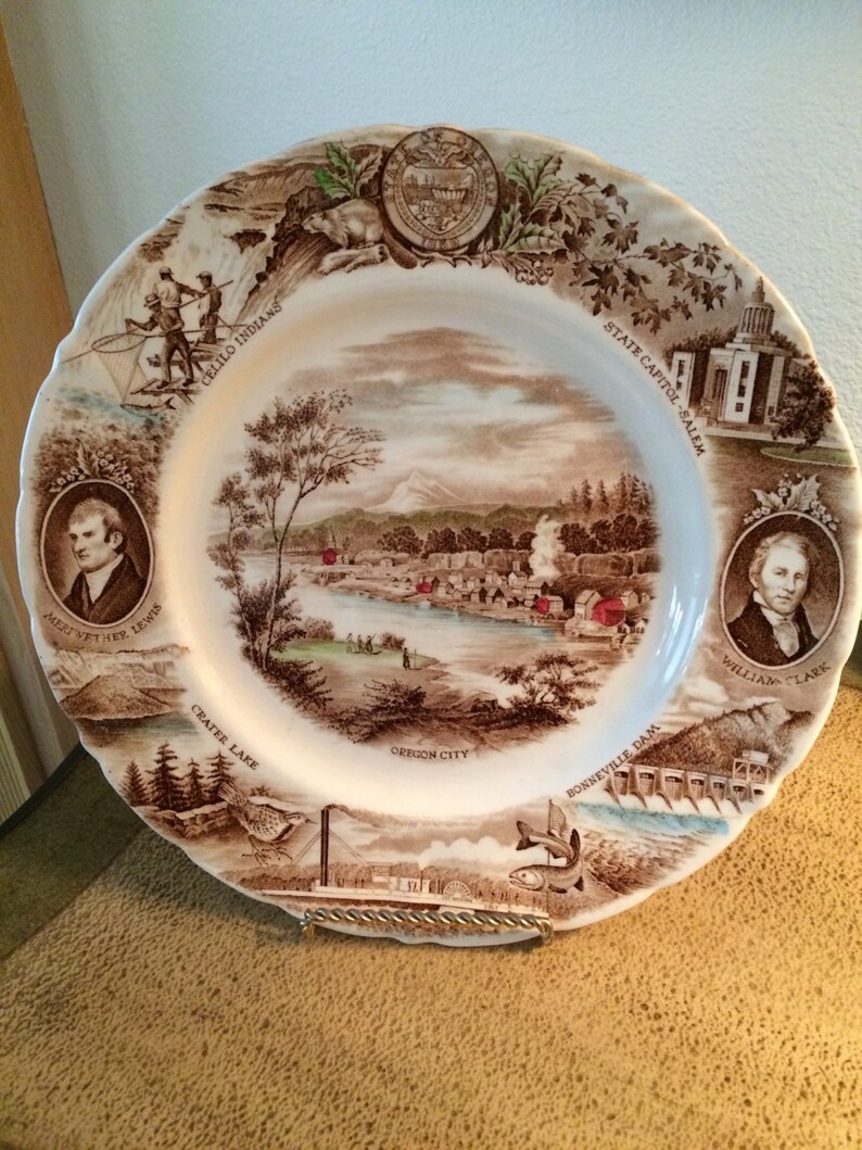 Vintage Johnson Bros Transferware Souvenir Plate State of | Etsy