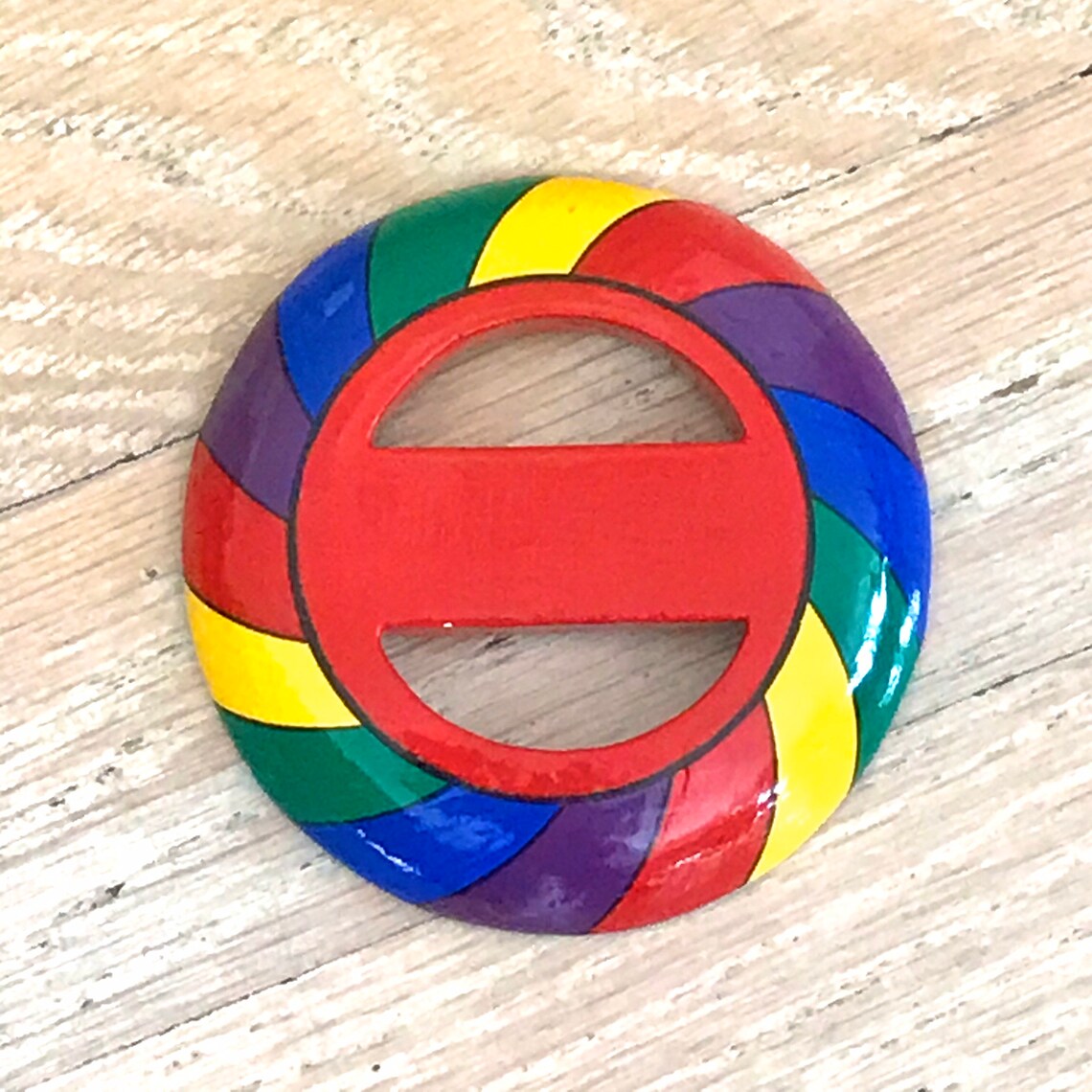 Colorful Wooden Rainbow Belt Buckle Hand Painted Round Buckle - Etsy