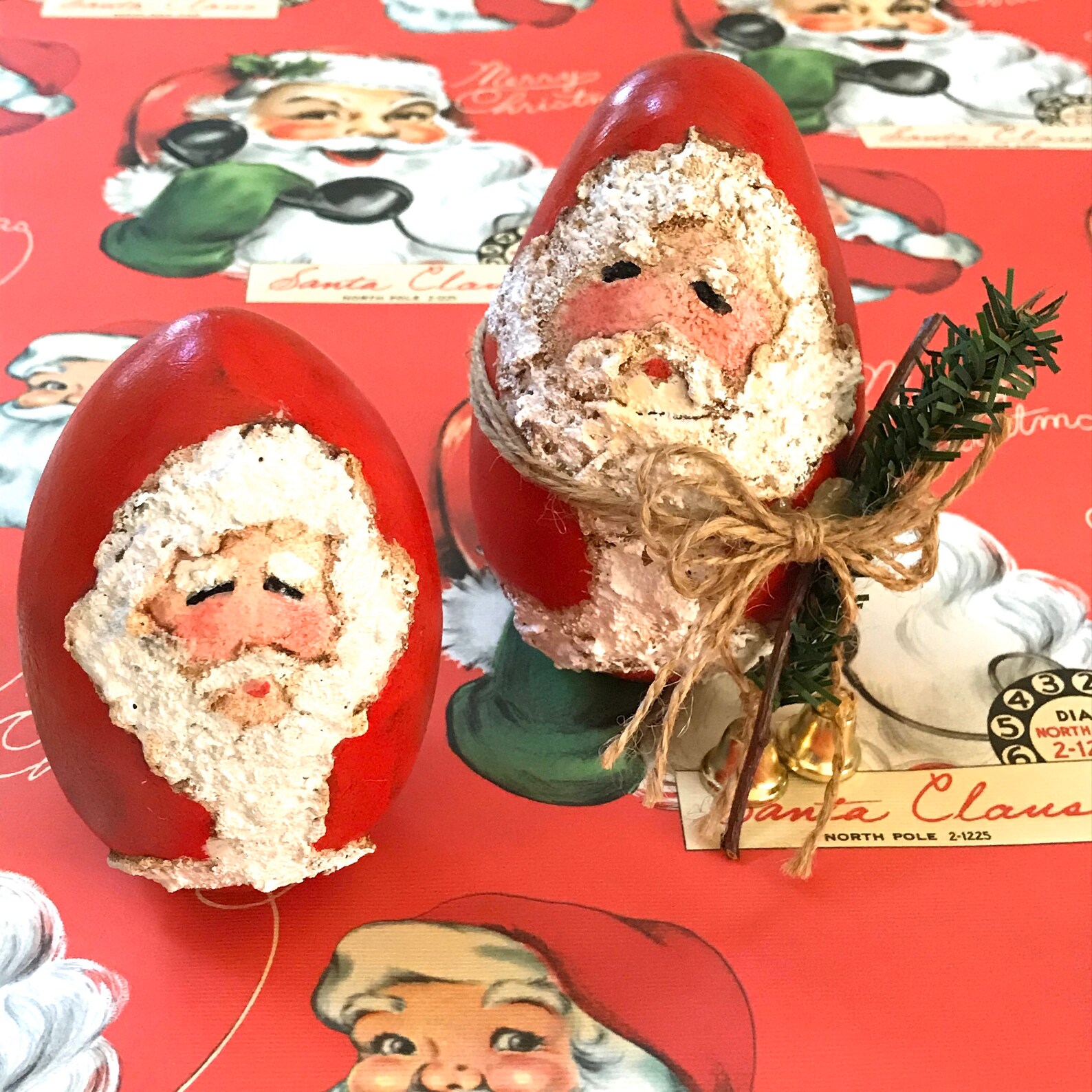 Santa Claus Christmas Decor Wooden Egg Shaped Santas Set of - Etsy