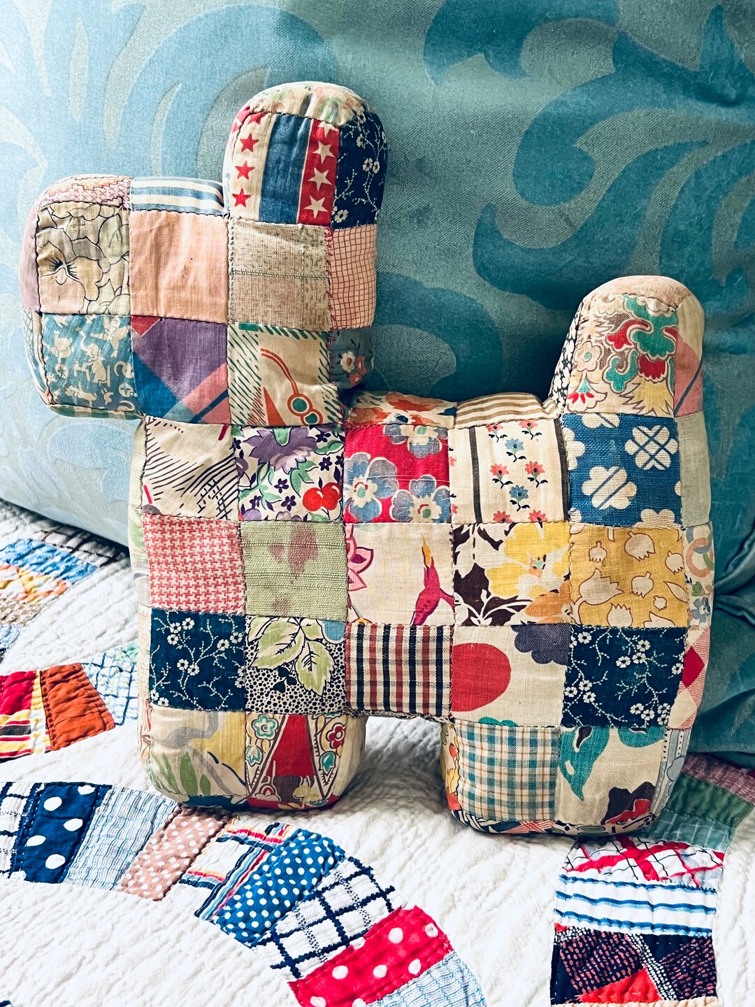 Vintage Patchwork Quilt Scottie Dog Stuffed Toy Pillow - Etsy