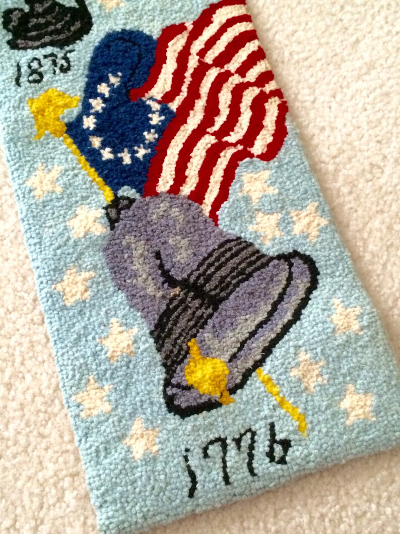 Americana Patriotic Hooked Rug Wall Hanging | Etsy