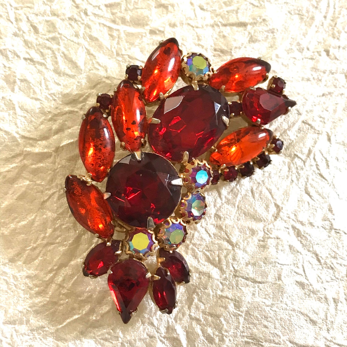 Vintage Red Rhinestone Brooch 1950s Retro Glam Jewelry - Etsy