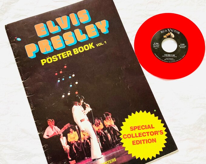 Vintage Elvis Presley Poster Book 1977 + Red Vinyl 45 Record “A Big ...