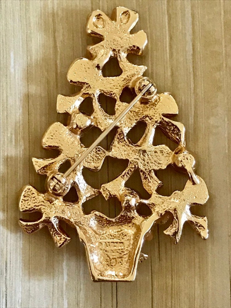 Vintage Avon Christmas Tree Brooch Gold Bow Tree With AB - Etsy