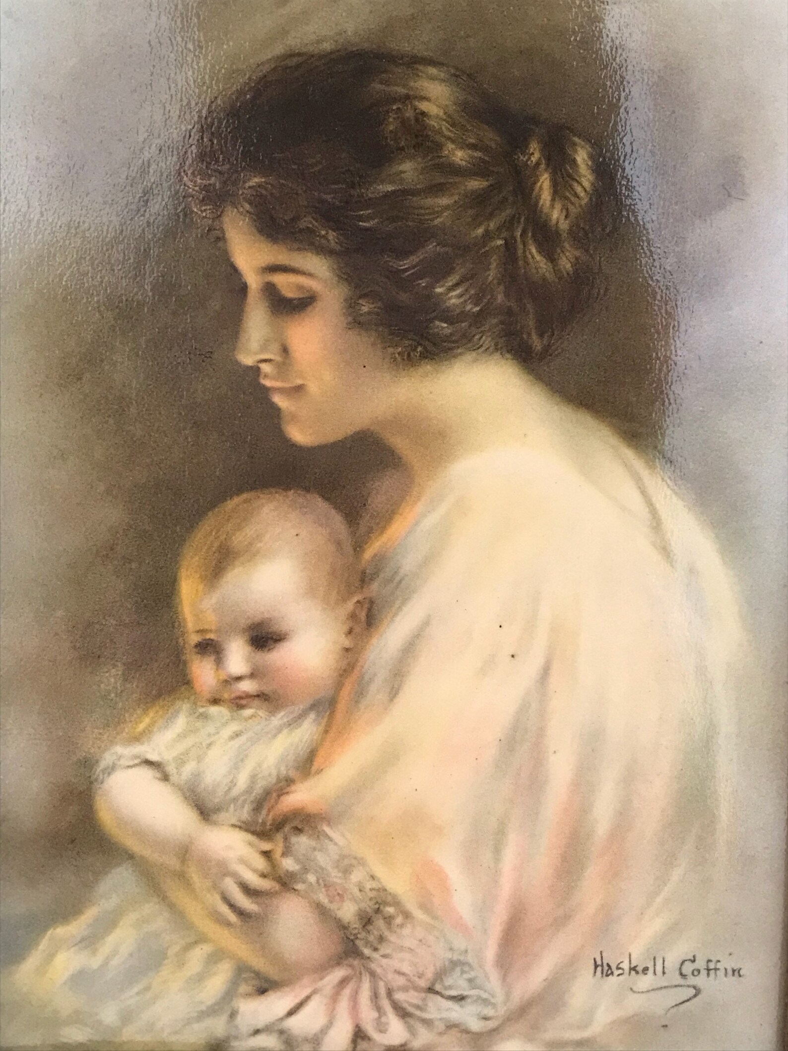 Antique Haskell Coffin Advertising Framed Print, Mother With Baby ...