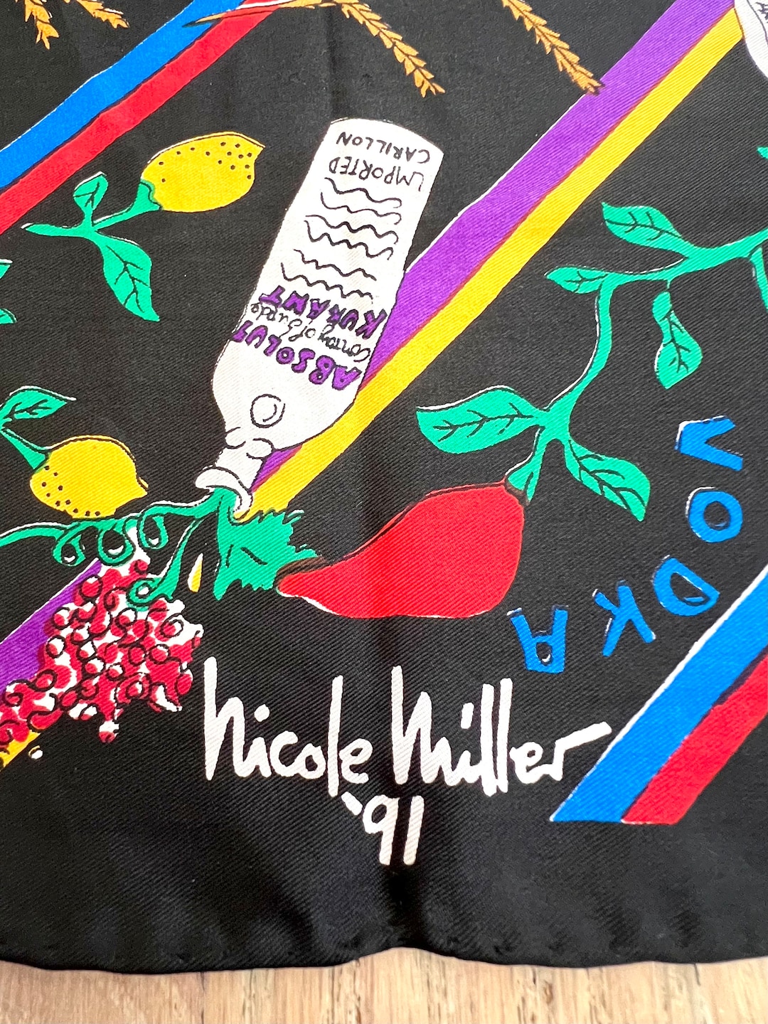 Nicole Miller Vintage 1991 Absolut Vodka Design Silk Scarf - Etsy