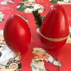 Santa Claus Christmas Decor, Wooden Egg Shaped Santa’s, Set of 2 - Etsy