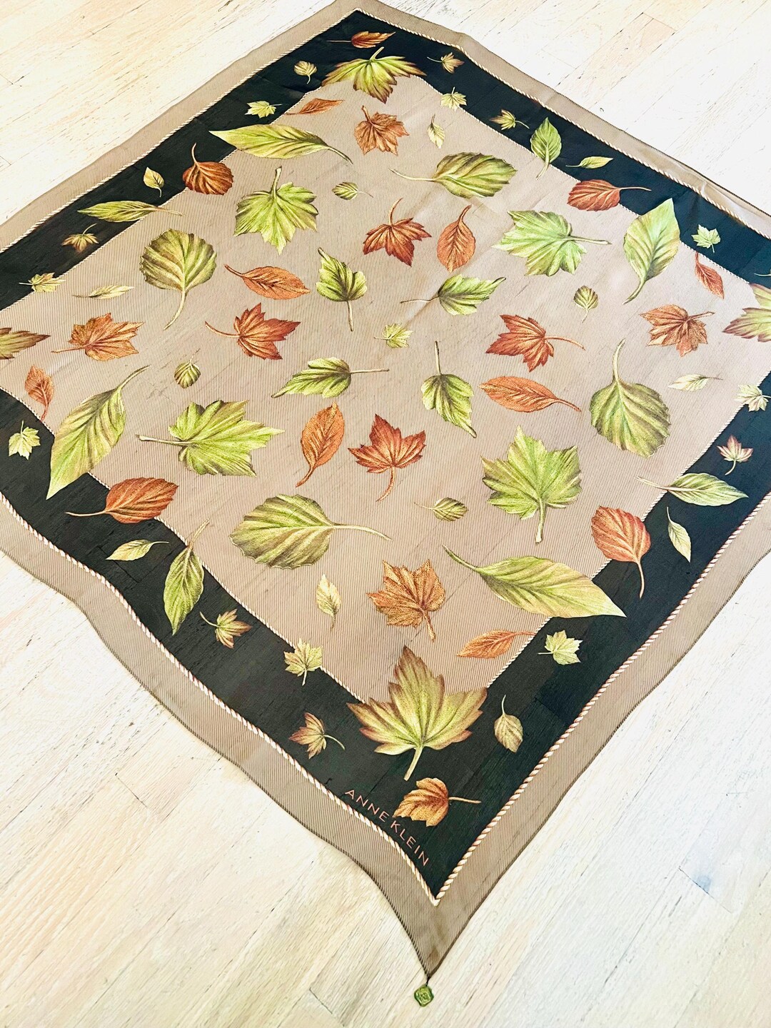 Vintage Anne Klein Silk Scarf: Autumn Leaves Print, 34" Square - Etsy