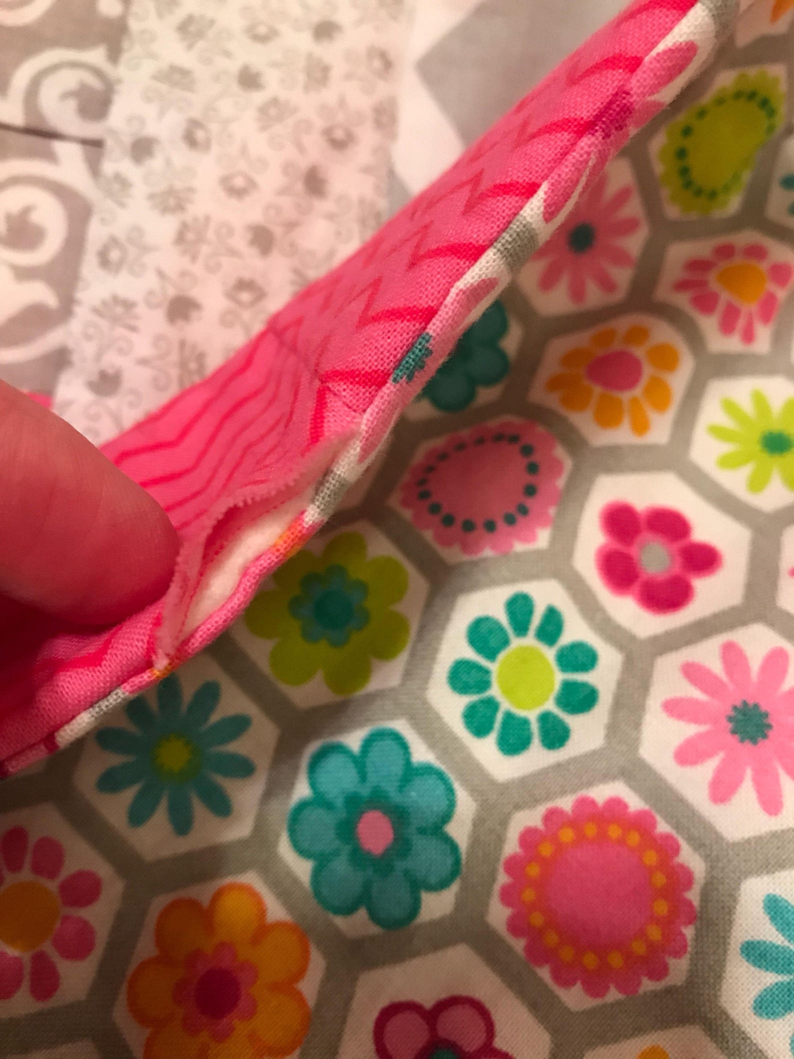 Colorful Pink Cotton Quilt Handmade Hot Pink Grey Modern - Etsy