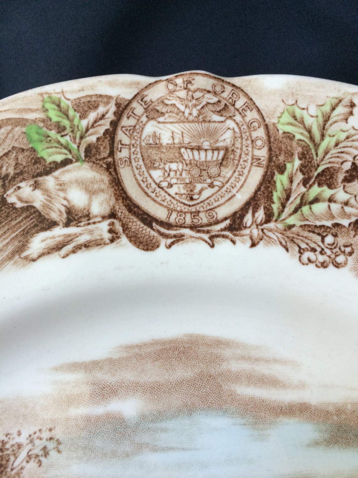 Vintage Johnson Bros Transferware Souvenir Plate State of | Etsy